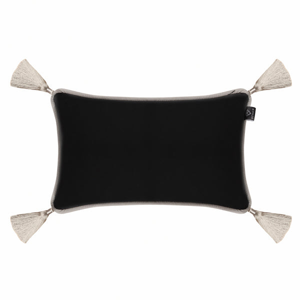 Black Velvet Rectangular Cushion | Luxury Velvet Cushions - Bivain