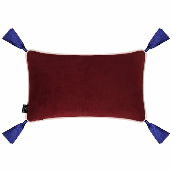 Burgundy Velvet Rectangular Cushion with Tassels | Buy online from Bivain