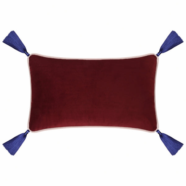 Burgundy Rectangular Cushion with Tassels | Luxury Cushions - Bivain