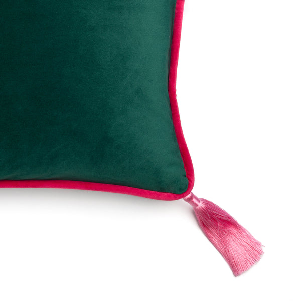 Green Velvet Rectangular Cushion | Luxury Maximalist Decor - Bivain